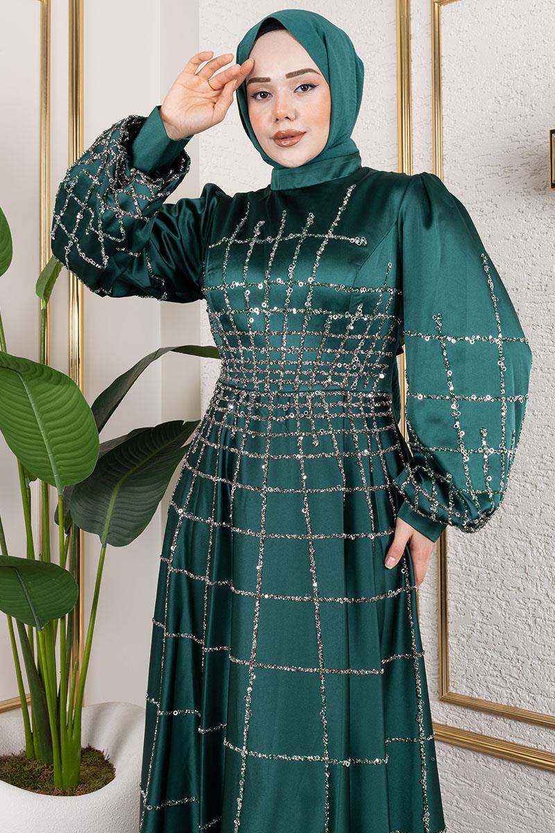 Lattice Model Satin Evening Dress-6249SMRZMR42